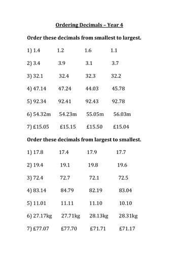 Fractions & Decimals Worksheets - Year 4 | Teaching Resources