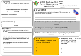 Respiration AQA GCSE Worksheet - Biology Revision/Remote Learning ...
