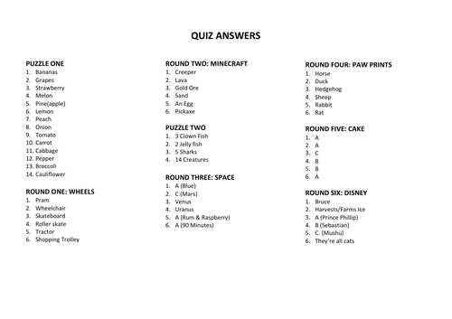 Kids Quiz 2 | Teaching Resources