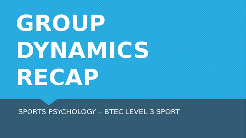 Unit 6 - Sports Psychology (Group Dynamics - LA: B) Unit of Work ...