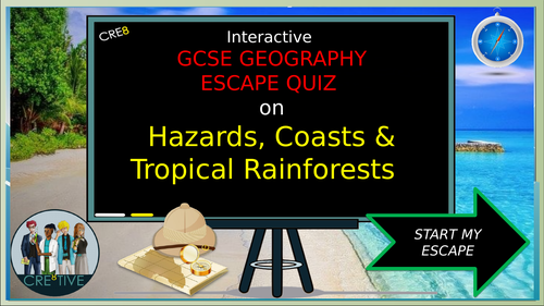 GCSE Geography Revision Escape Quiz Hazards Coasts Rainforests ...