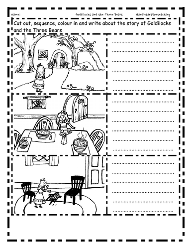 Goldilocks and the Three Bears: Cut, sequence, colour and write about ...