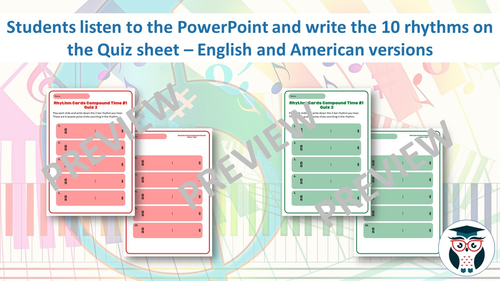 Music Rhythm Cards - 50 Flash cards - Compound Time 6/8 with Audio and ...