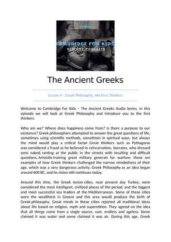 Ancient Greek Philosophy | Distance Learning | Audio & Comprehension ...