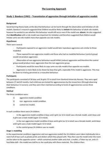 BTEC Applied Psychology Unit 1 - Approaches | Teaching Resources