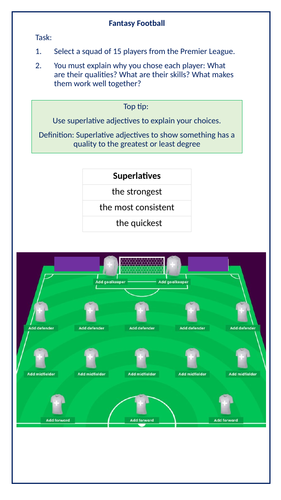 Home learning. Literacy and English skills through football | Teaching ...