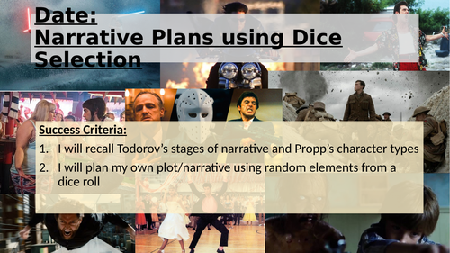 GCSE Film Studies Week one and two of component 3 screenplay unit ...