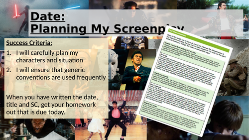Week 3 and 4 GCSE Film Studies Comp 3 screenplay unit Eduqas | Teaching ...