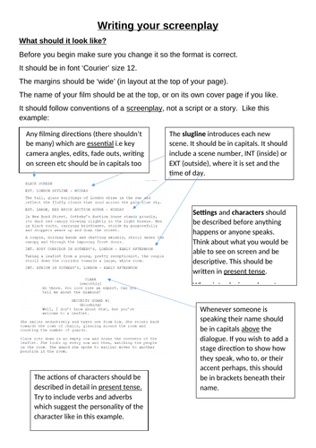 Week 3 and 4 GCSE Film Studies Comp 3 screenplay unit Eduqas | Teaching ...