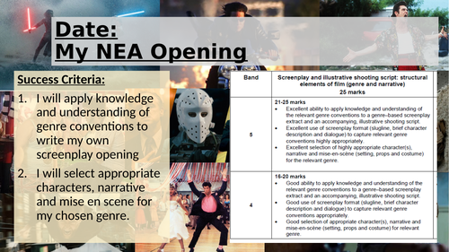 Week 3 and 4 GCSE Film Studies Comp 3 screenplay unit Eduqas | Teaching ...