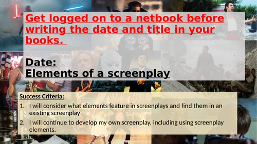 Week 5 and 6 GCSE Film Studies screenplay unit Eduqas | Teaching Resources