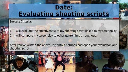 Week 9 and 10 Film Studies screenplay scheme of work | Teaching Resources