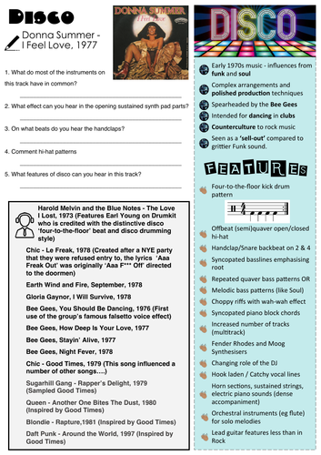 EDUQAS A Level Music Rock and Pop Worksheets | Teaching Resources