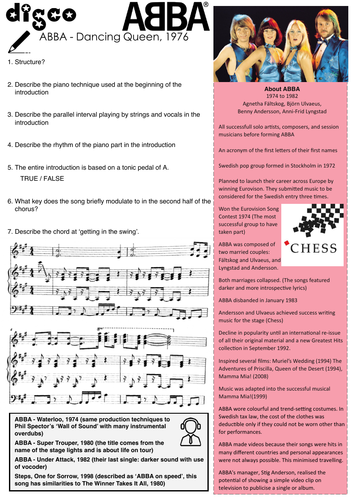 EDUQAS A Level Music Rock and Pop Worksheets | Teaching Resources
