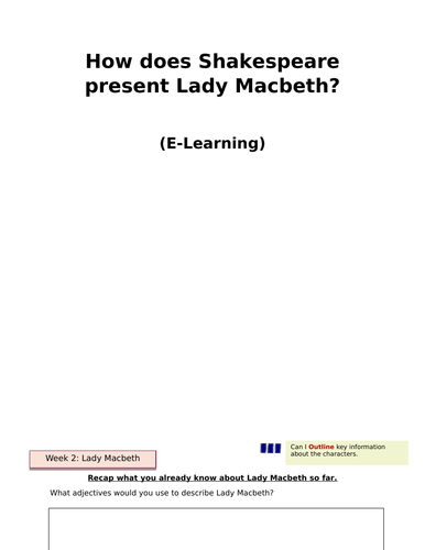 E-Learning Lady Macbeth's Letter KS3 | Teaching Resources