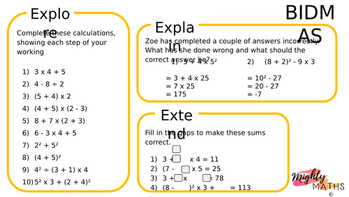 BIDMAS | Teaching Resources