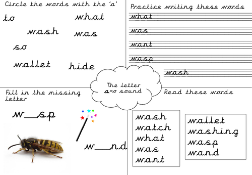 Phonics worksheet- a (o sound) | Teaching Resources
