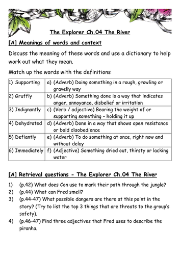 Y3/4 Chapter 4 The Explorer by Katherine Rundell 1 week whole class ...