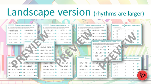 10 Compound Time 6/8 Rhythm Clapping Sheets | Teaching Resources