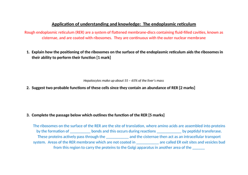 Structure of eukaryotic (animal) cells (AQA A-level Biology) | Teaching ...