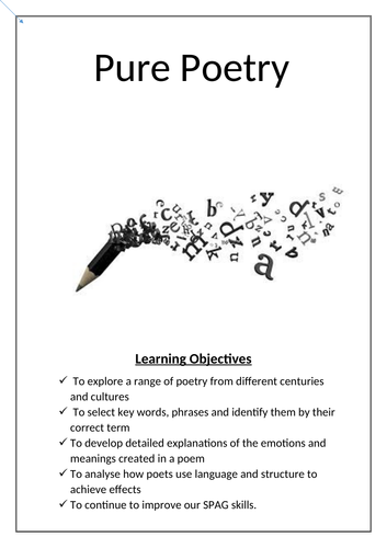 Pure Poetry Booklet SOW | Teaching Resources