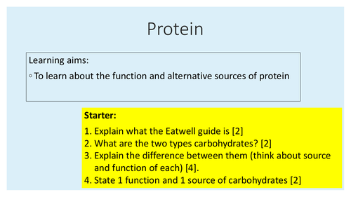 KS3 Protein Remote Learning | Teaching Resources