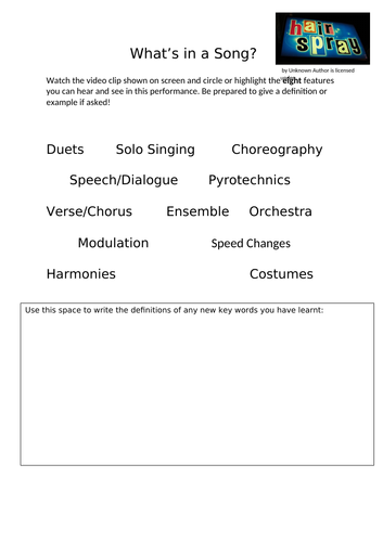 Musical Theatre Worksheets