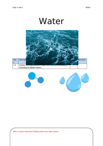 Water / Biomolecules - A Level Biology (4 Lessons with Resources ...