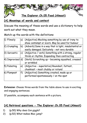 Y3/4 Chapter 5 The Explorer by Katherine Rundell 1 week whole class ...