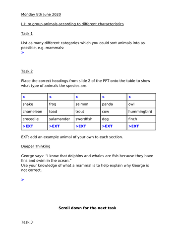 Year 6 Science Classification Living Things and Their Habitats ...