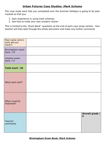 Case Study Booklet and Mark Scheme: Istanbul and Birmingham | Teaching ...