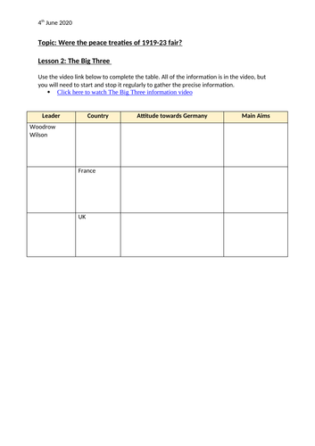 The Big Three worksheet | Teaching Resources