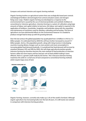 Compare and contrast intensive and organic farming methods Essay - AQA ...