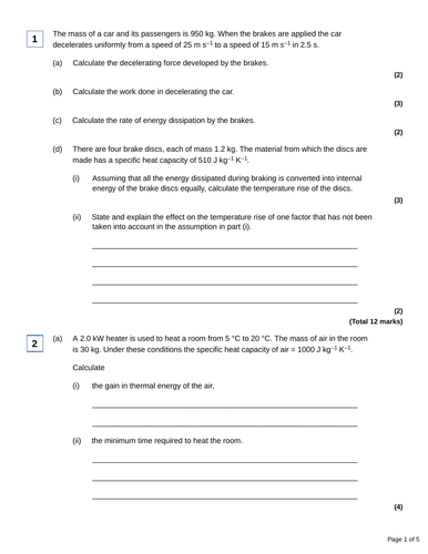 Thermal Physics (A Level AQA) Independent Study Assignment | Teaching ...