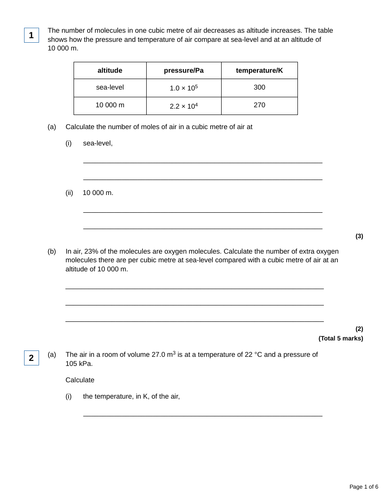 Thermal Physics (A Level AQA) Independent Study Assignment | Teaching ...