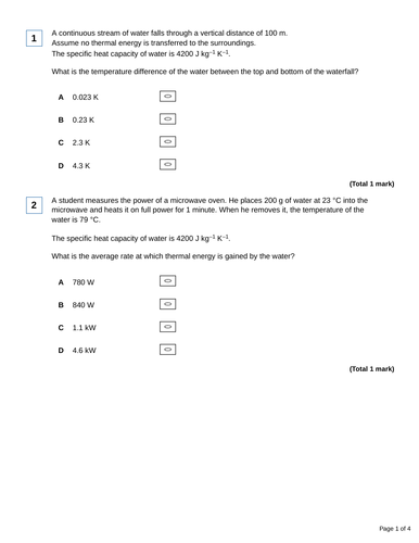 Thermal Physics (A Level AQA) Independent Study Assignment | Teaching ...