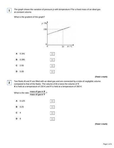 Thermal Physics (A Level AQA) Independent Study Assignment | Teaching ...