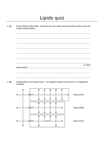 Lipids / Biomolecules - A Level Biology (4 Lessons with Resources ...