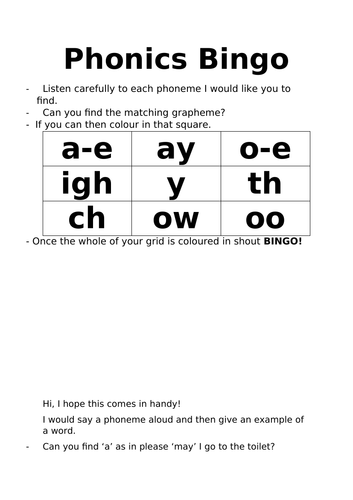 Phonics Bingo | Teaching Resources