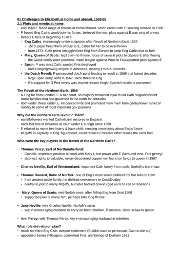 GCSE History: BC Elizabethan England, c1568–1603 (AQA/Edexcel notes ...