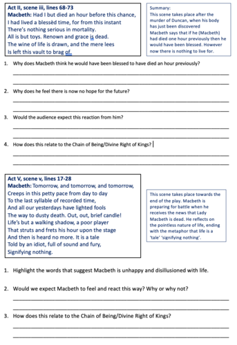Shakespeare Context- Intro to Macbeth | Teaching Resources