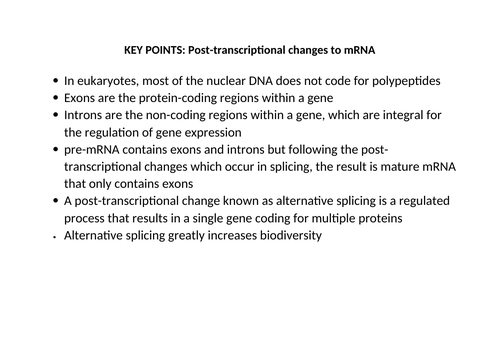RNA splicing (Edexcel A-level Biology B) | Teaching Resources