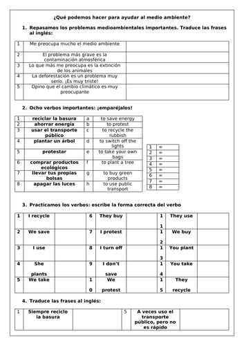 Spanish GCSE KS3 Environment / El medio ambiente | Teaching Resources