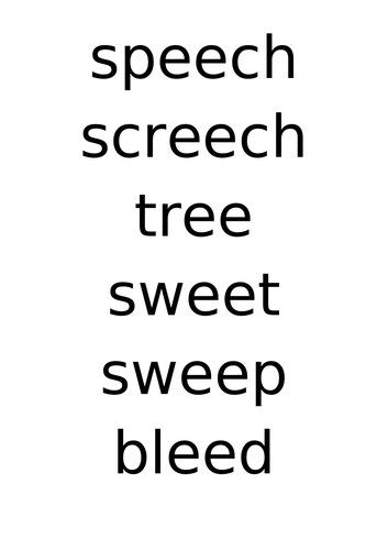 Phase 3 'ee' words and pictures | Teaching Resources