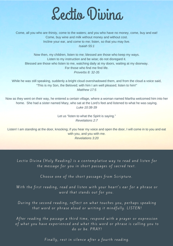 Prayer resource - Lectio Divina | Teaching Resources