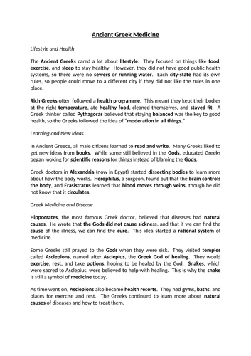 Ancient Greek Medicine | Teaching Resources