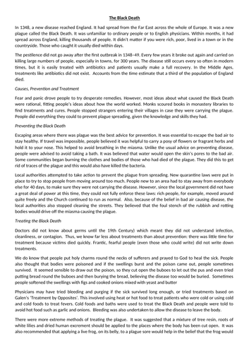 Black Death: Causes, Prevention and Treatment | Teaching Resources