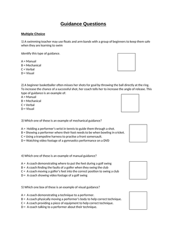 Feedback and Guidance Questions for GCSE PE | Teaching Resources