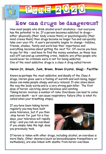 PSHE Workbook : Drugs | Teaching Resources