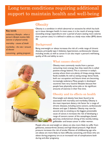 Long term (chronic) conditions requiring additional care and support ...